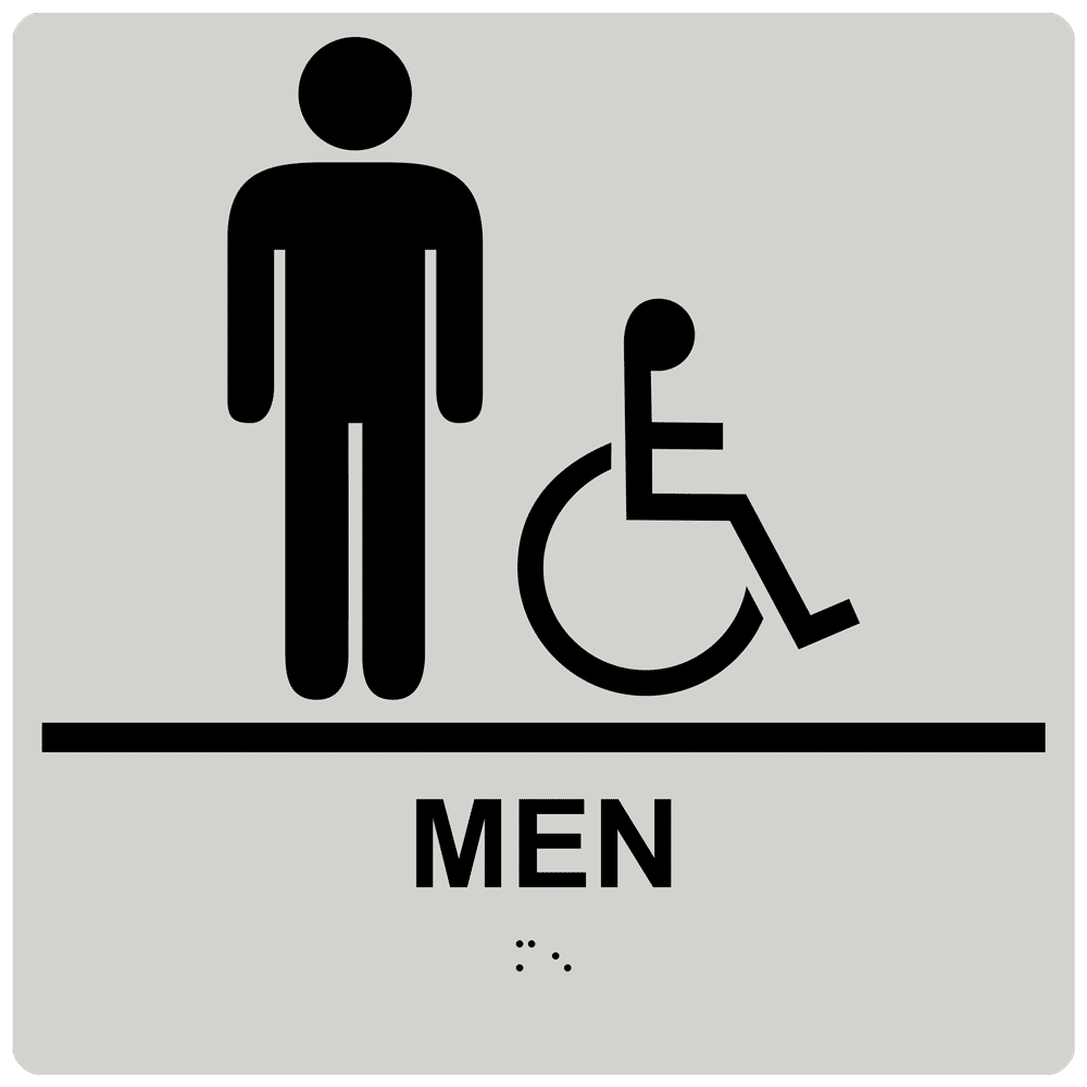 ADA Men Braille Sign RRE-150-99_BLKonPRLGY Mens / Boys