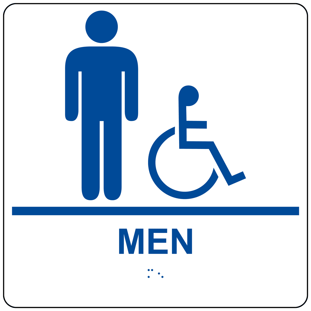 ADA Men Braille Sign RRE-150-99_BLUonWHT Mens / Boys