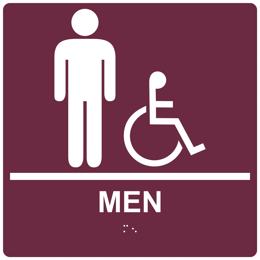 ADA Men Braille Sign RRE-150-99_WHTonBRG Mens / Boys