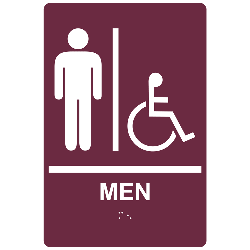 ADA Men Braille Sign RRE-150_WHTonBRG Mens / Boys