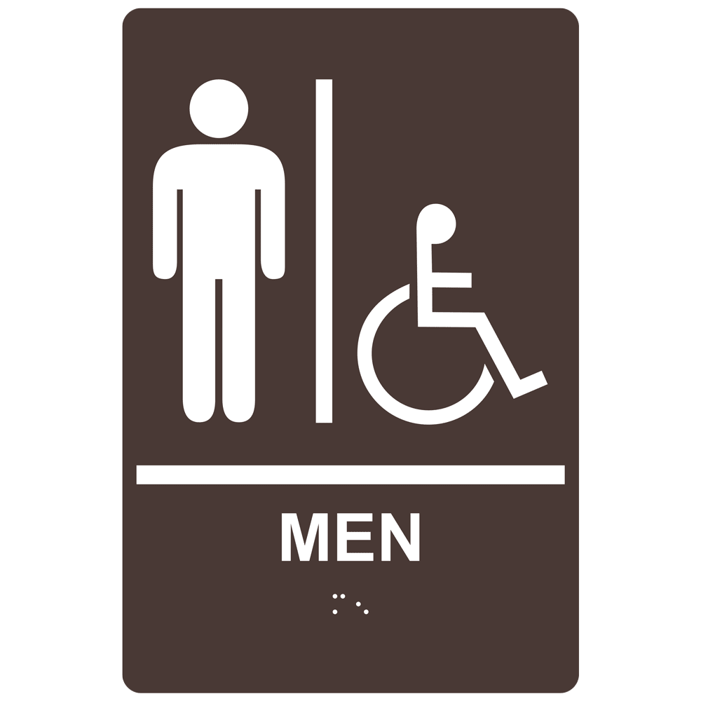 ADA Men Braille Sign RRE-150_WHTonDKBN Mens / Boys