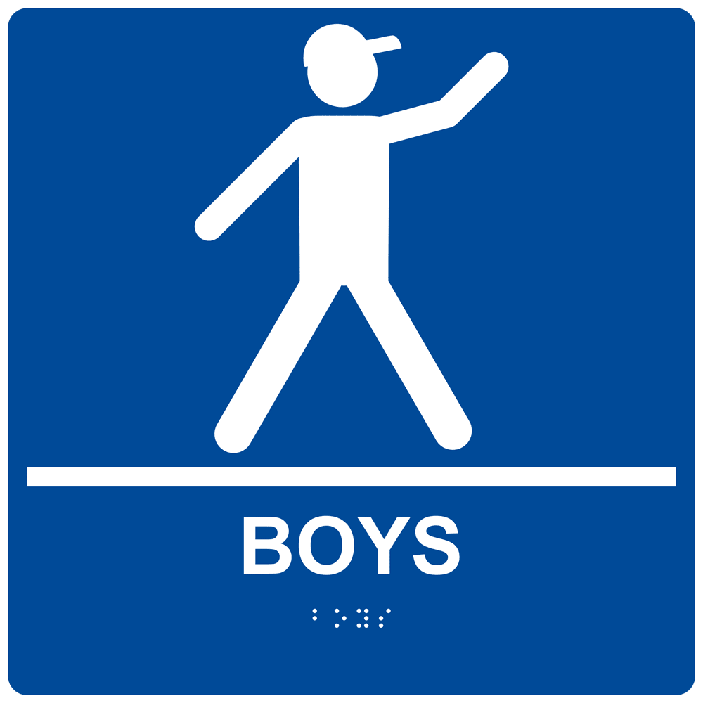 ADA Boys Braille Sign RRE-155-99_WHTonBLU Mens / Boys
