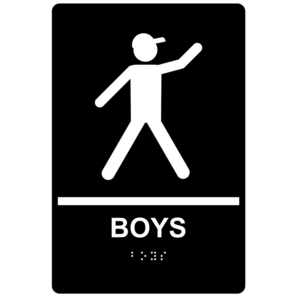 ADA Boys Braille Sign RRE-155_WHTonBLK Mens / Boys