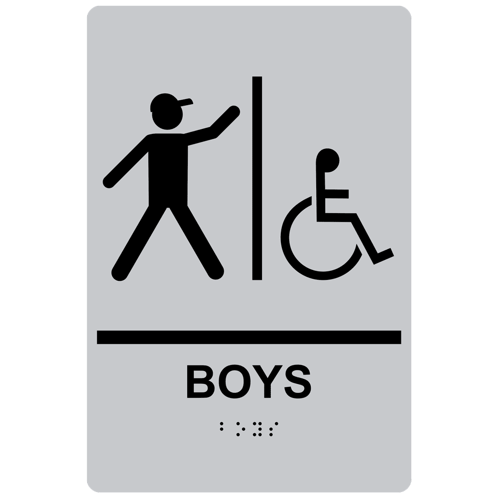 ADA Boys Braille Sign With Symbol RRE-160_BLKonSLVR Mens / Boys