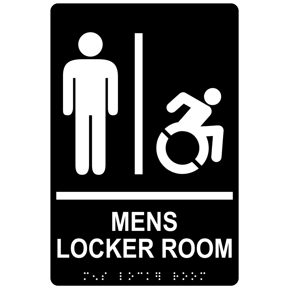 Mens Locker Room Braille Sign With Dynamic Accessibility Symbol RRE ...