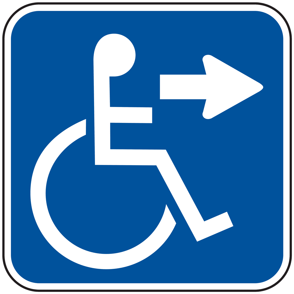 Accessibility Sign - Handicap Symbol With Right Arrow - Reflective Blue