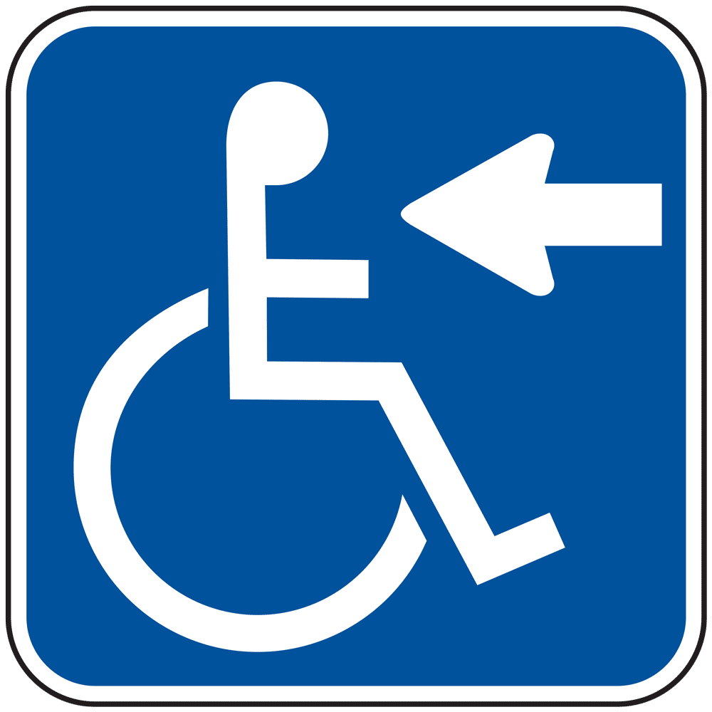 Accessibility Sign - Handicap Symbol With Left Arrow - Reflective Blue