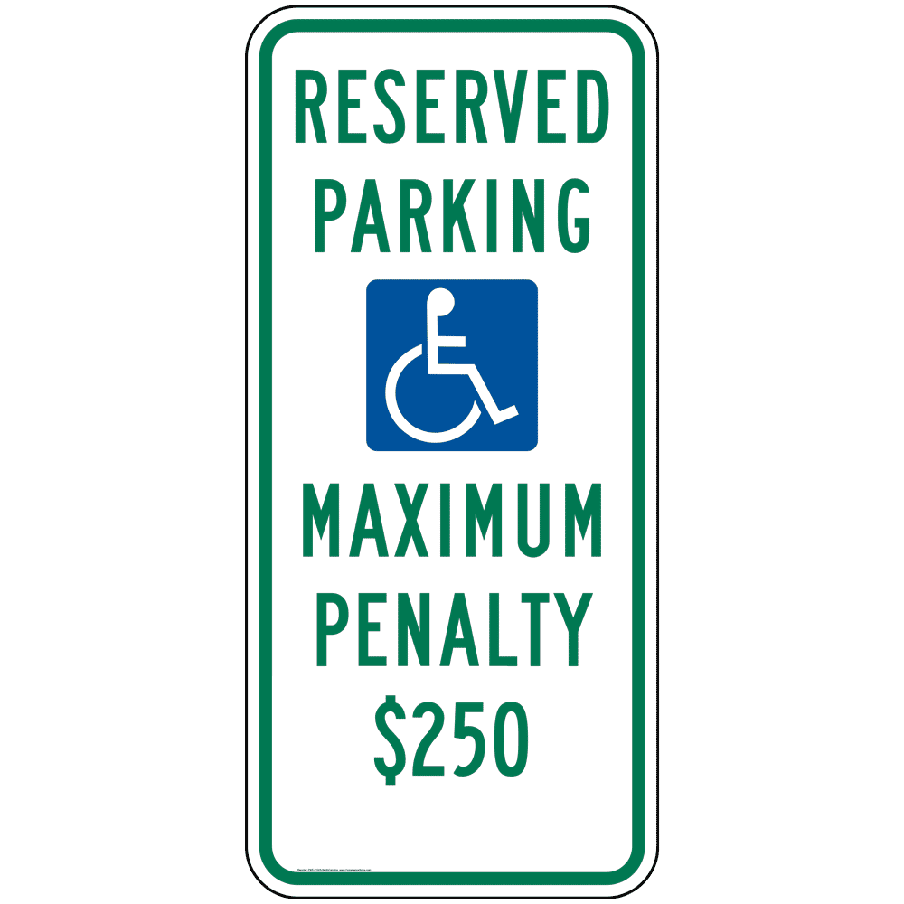 Maximum Penalty $250 Sign - White Reflective - Symbol - Vertical