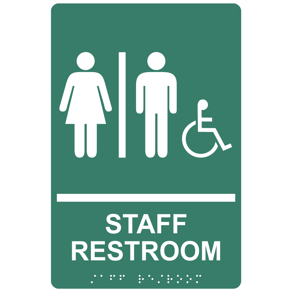 ADA Staff Restroom With Symbol Braille Sign RRE-14834_WHTonPNGRN