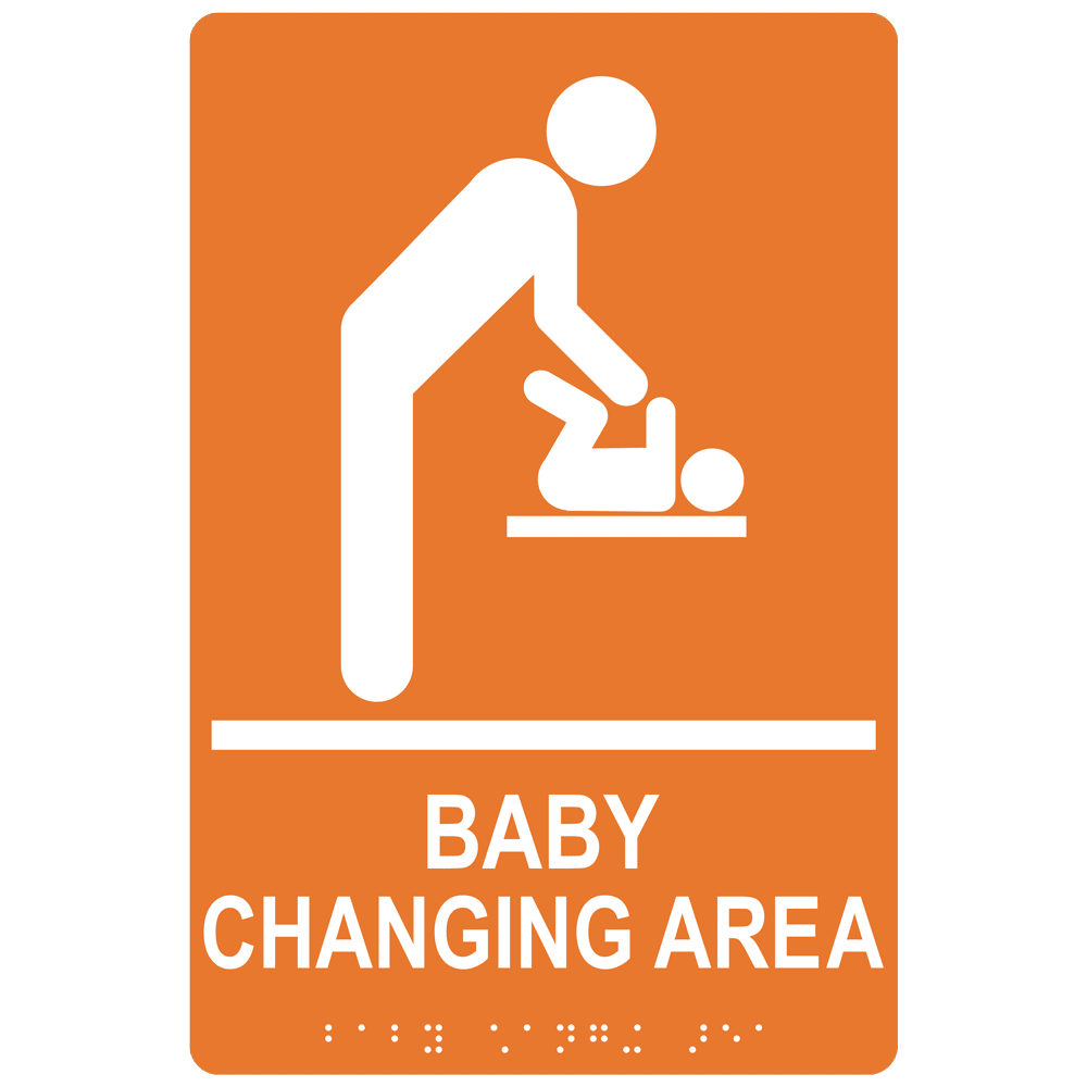 ADA Baby Changing Area Braille Sign RRE-175_WHTonORNG Restroom General