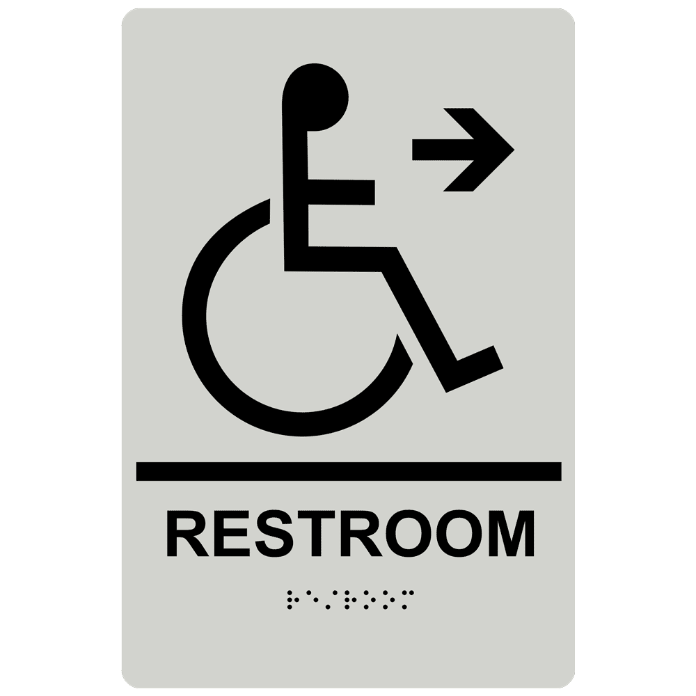 Pearl Gray ADA Accessible Restroom Braille Sign With Symbol RRE-35194 ...