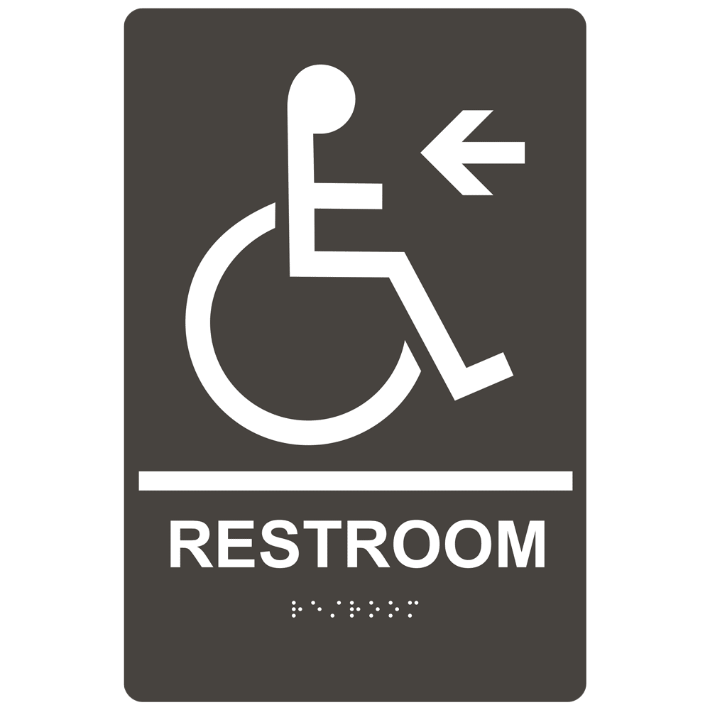 Charcoal Gray ADA Accessible Restroom Braille Sign With Symbol RRE ...