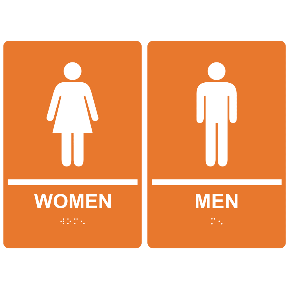 ADA Women Men With Symbol Braille Sign RRE-125-145Pair_WHTonORNG