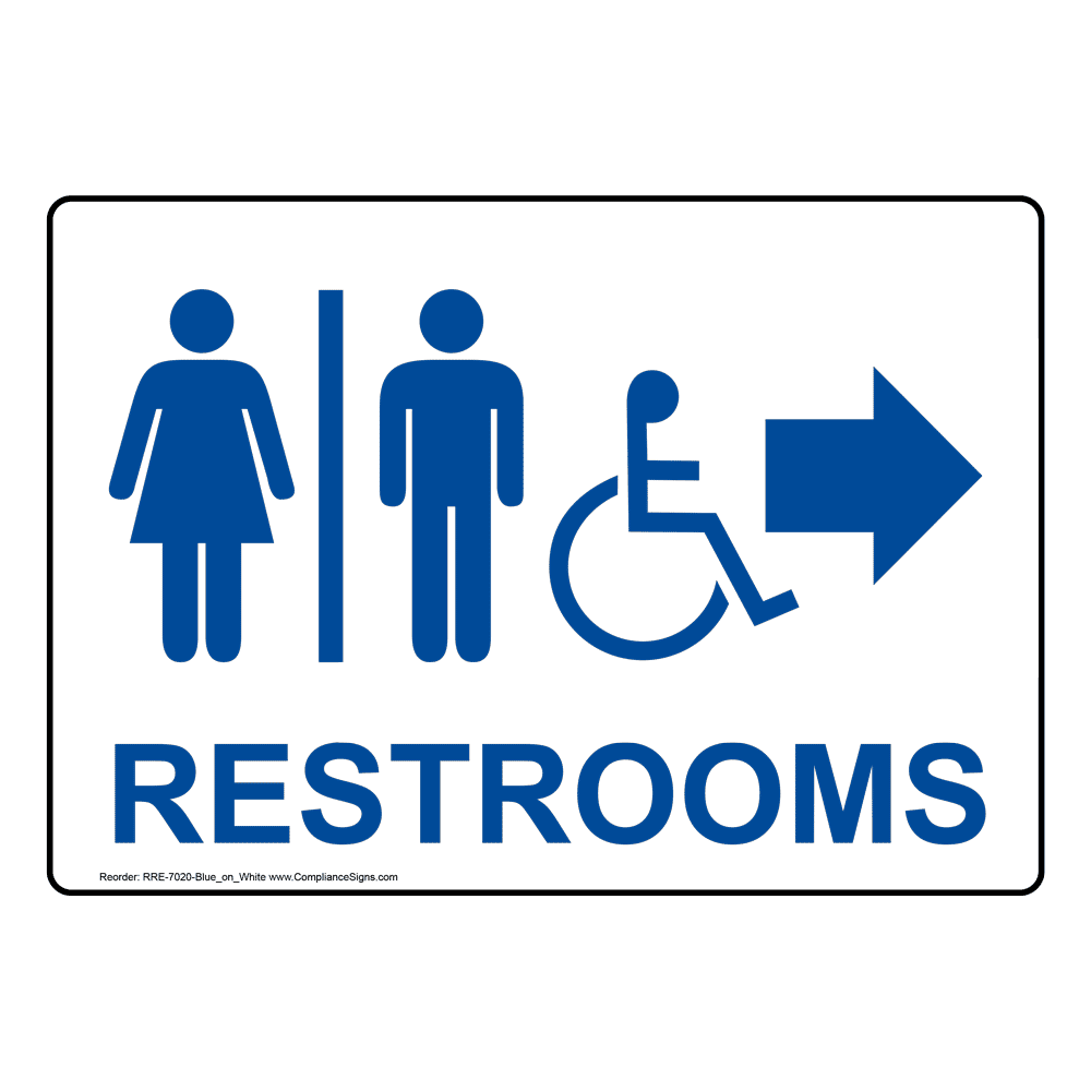 Restrooms Blue on White Sign With Symbol RRE-7020-BLUonWHT Restrooms