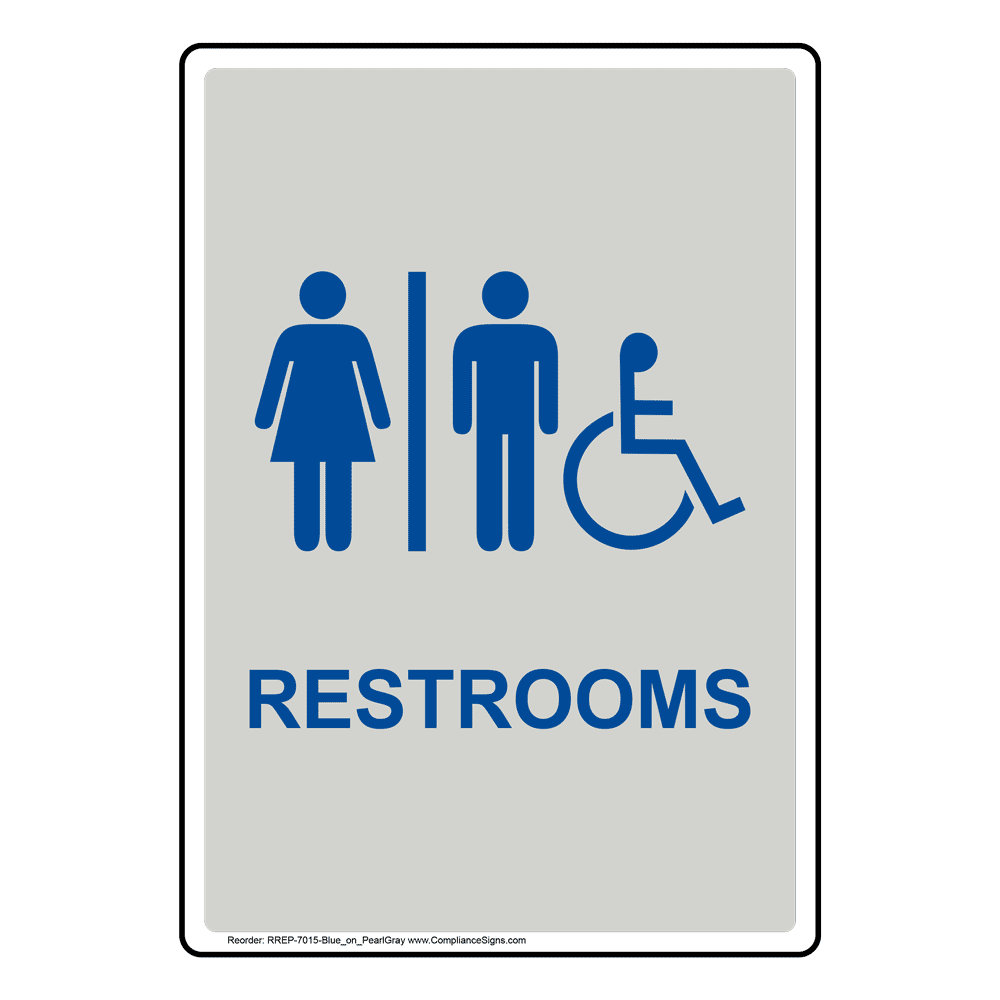 Portrait Restrooms Sign With Symbol RREP-7015-BLUonPRLGY Restrooms