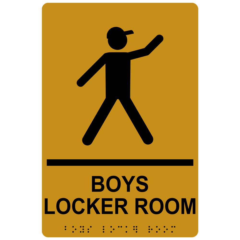 Portrait ADA Boys Locker Room Braille Sign RRE-14773_BLKonGLD