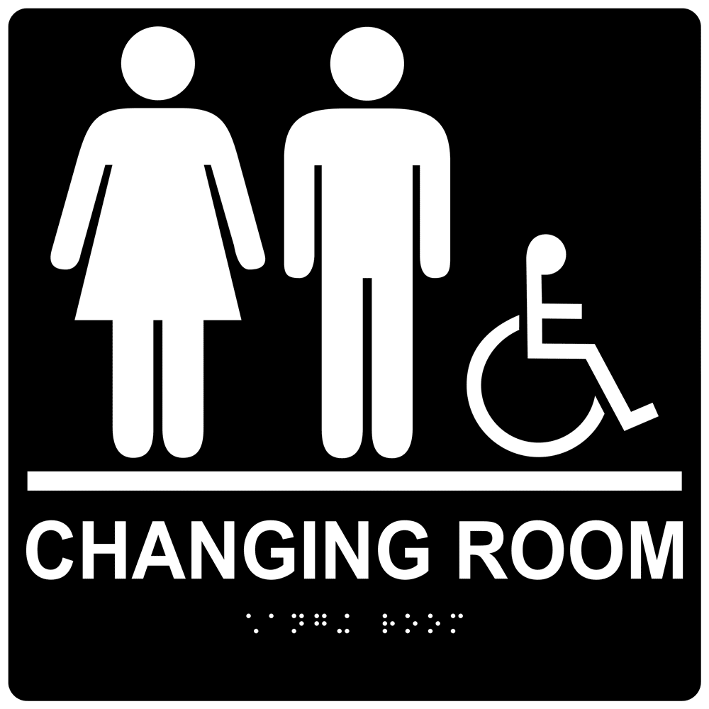 ADA Changing Room Braille Sign RRE-14775-99_WHTonBLK Wayfinding