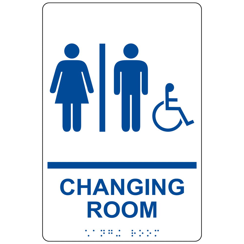 ADA Changing Room Braille Sign RRE-14775_BLUonWHT Wayfinding