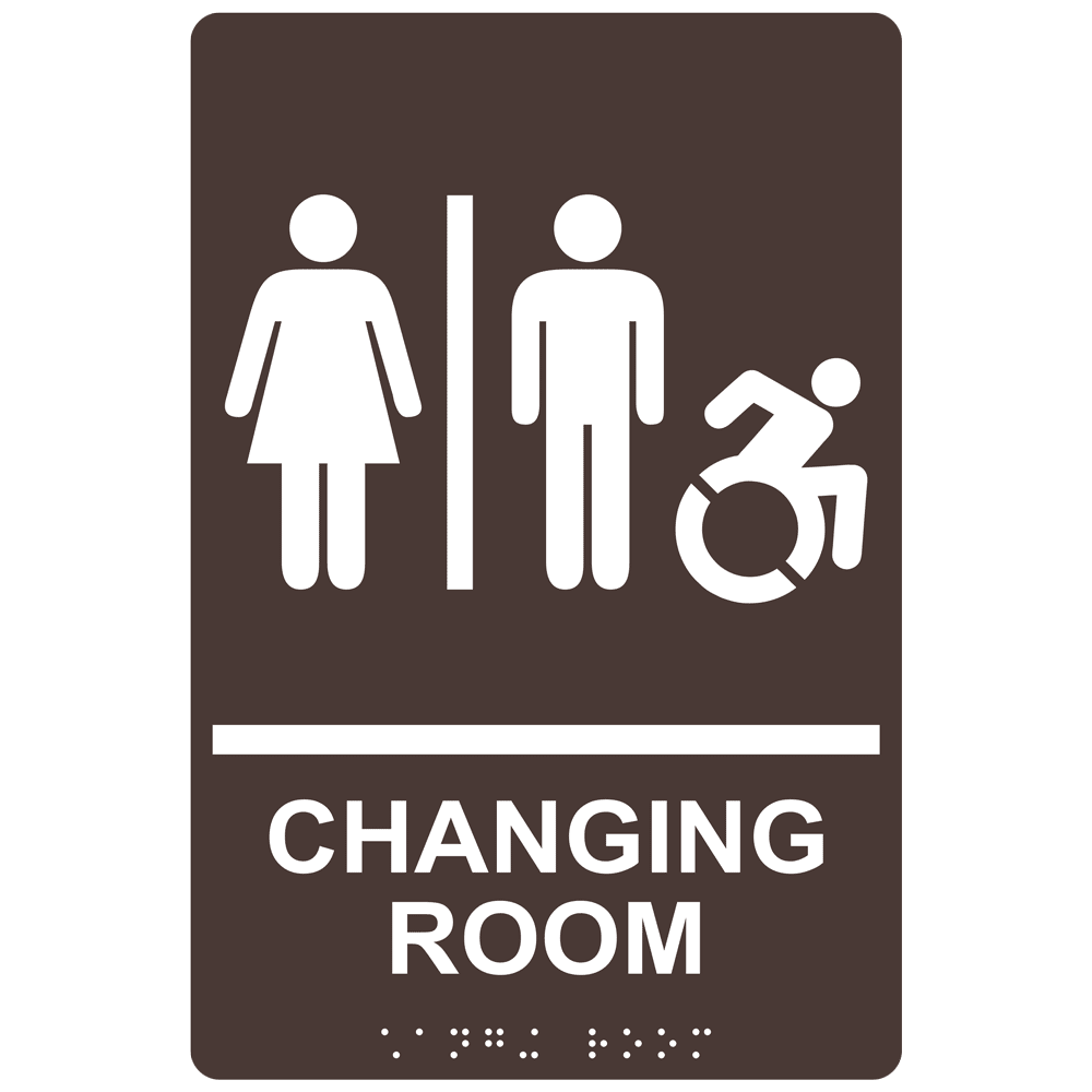 Changing Room Braille Sign With Dynamic Accessibility Symbol RRE-14775R ...