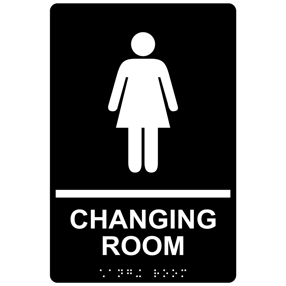 ADA Womens Changing Room Braille Sign RRE-14776_WHTonBLK Wayfinding