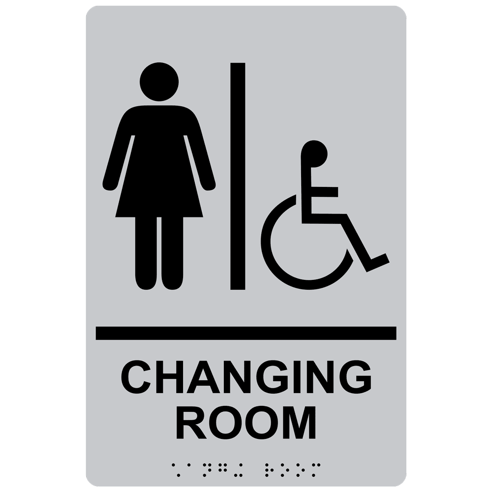 ADA Womens Changing Room Braille Sign RRE-14777_BLKonSLVR Wayfinding