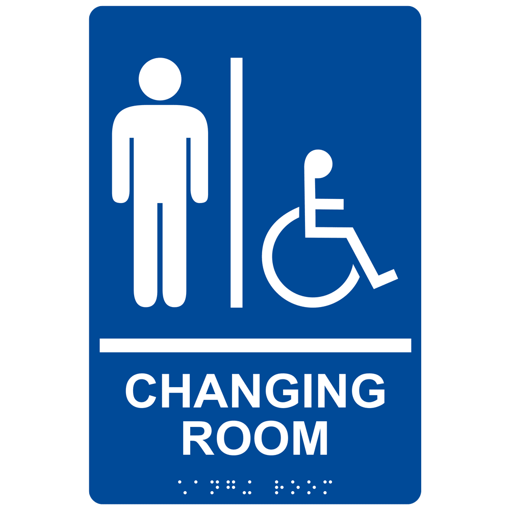 ADA Mens Changing Room Braille Sign RRE-14779_WHTonBLU Wayfinding