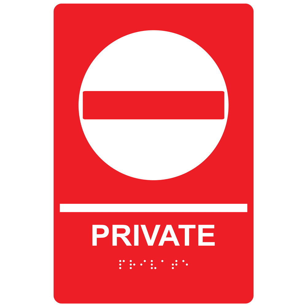 ADA Private Braille Sign RRE-14814_WHTonRed Wayfinding