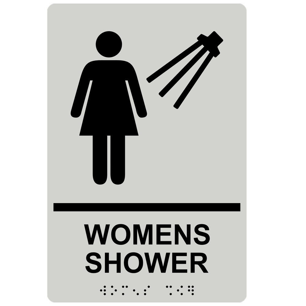 ADA Womens Shower With Symbol Braille Sign RRE-14859_BLKonPRLGY