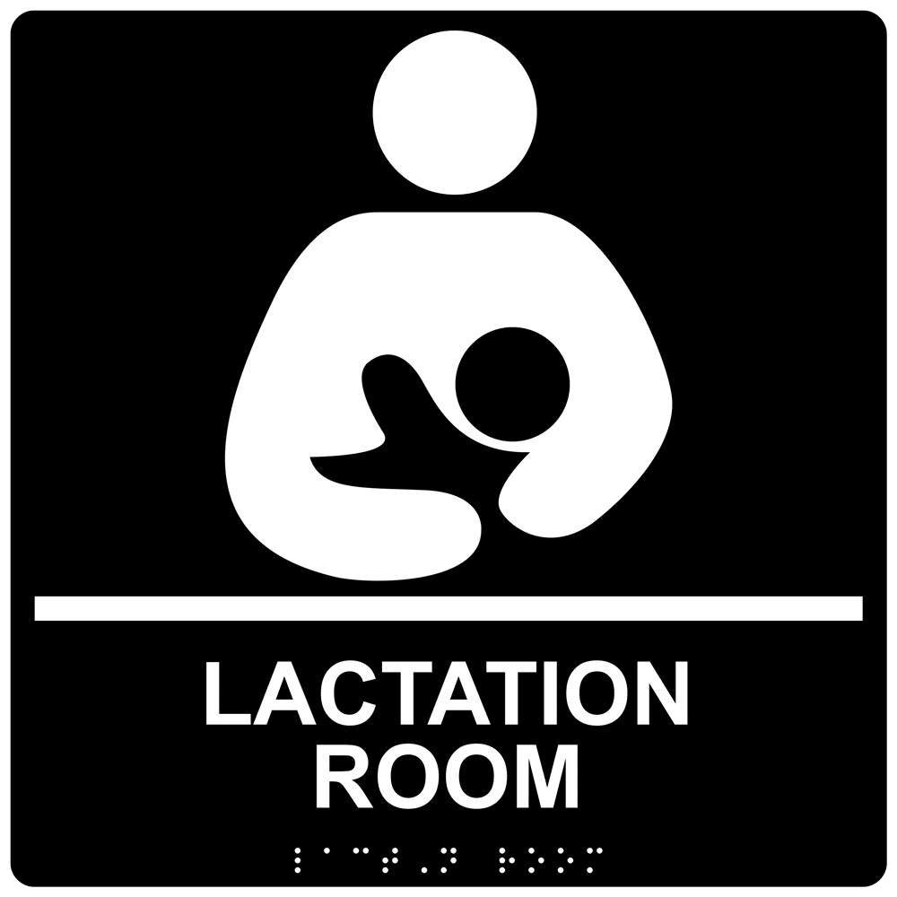 Square ADA Braille Lactation Room Sign with Symbol RRE-37151-99-WHTonBLK
