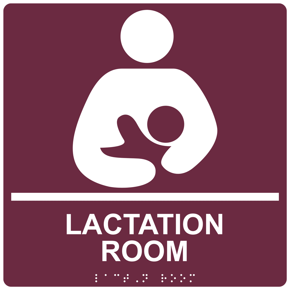Square ADA Braille Lactation Room Sign with Symbol RRE-37151-99-WHTonBRG