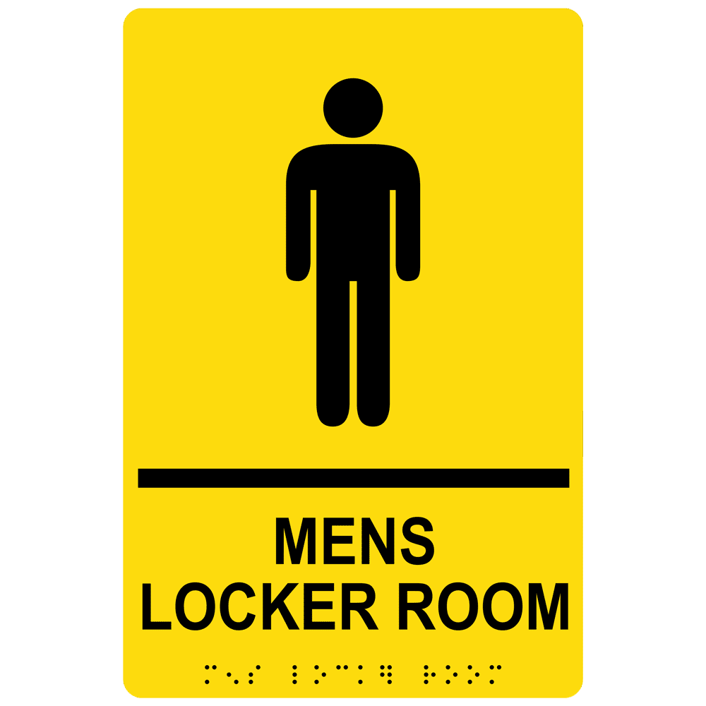 ADA Mens Locker Room Braille Sign RRE-690_BLKonYLW Wayfinding