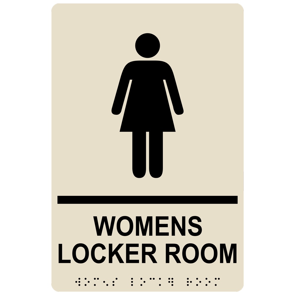 ADA Womens Locker Room With Symbol Braille Sign RRE-695_BLKonAlmond