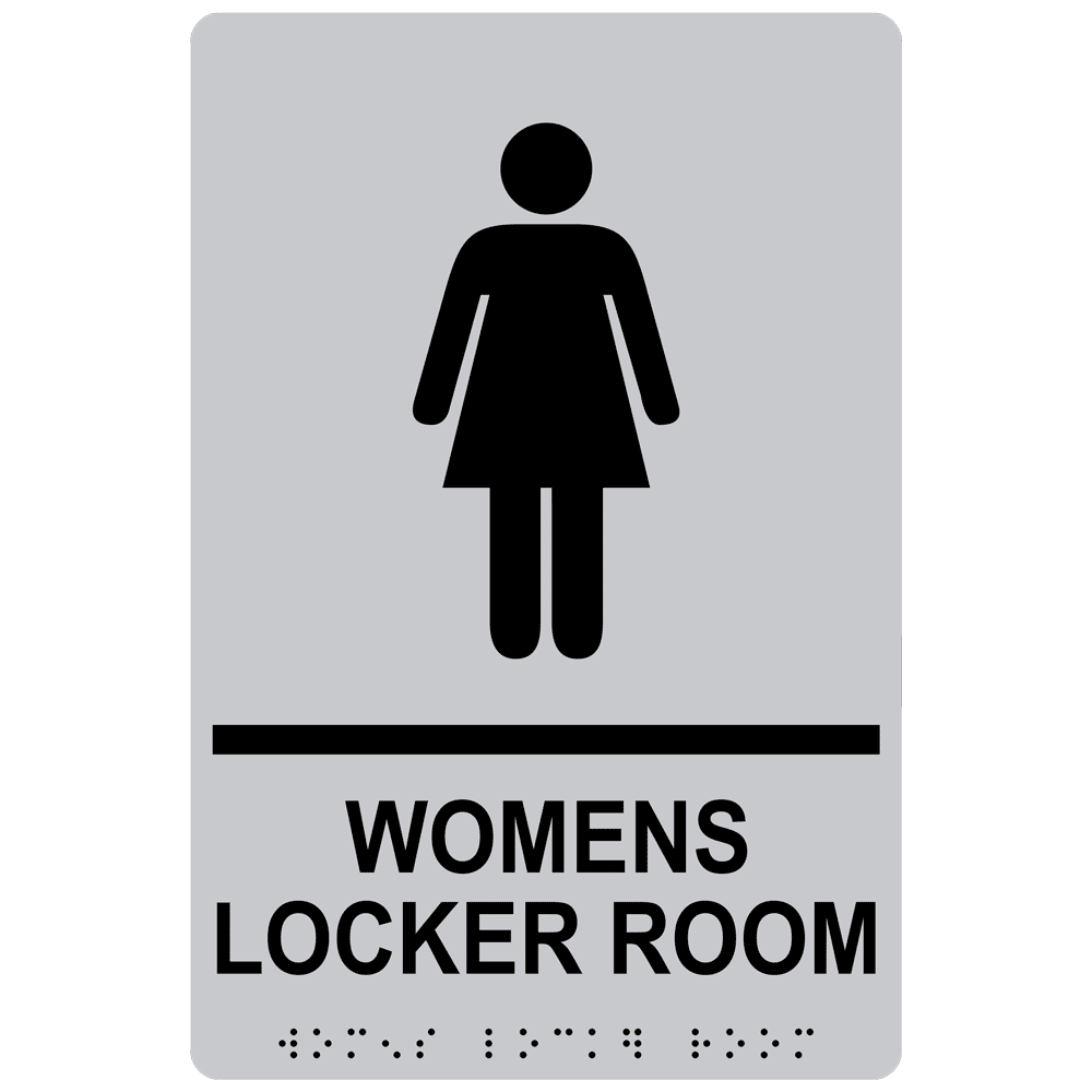ADA Womens Locker Room With Symbol Braille Sign RRE-695_BLKonSLVR