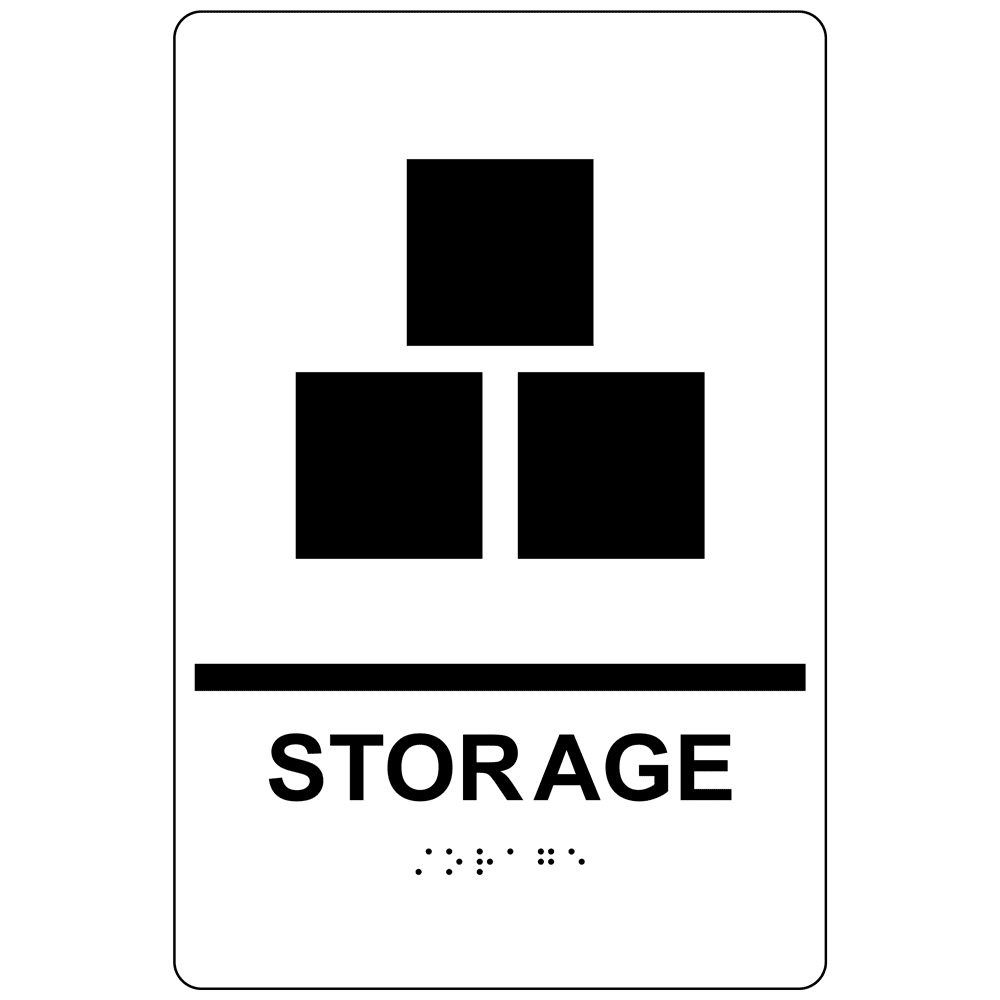 ADA Storage With Symbol Braille Sign RRE-905_BLKonWHT Wayfinding