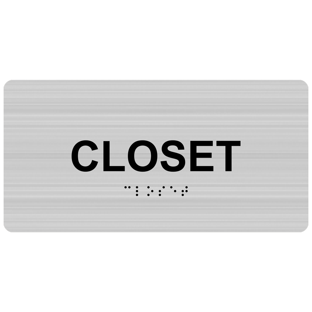 ADA Closet (Braille = Closet) Sign RSME-276_BLKonBRSLVR