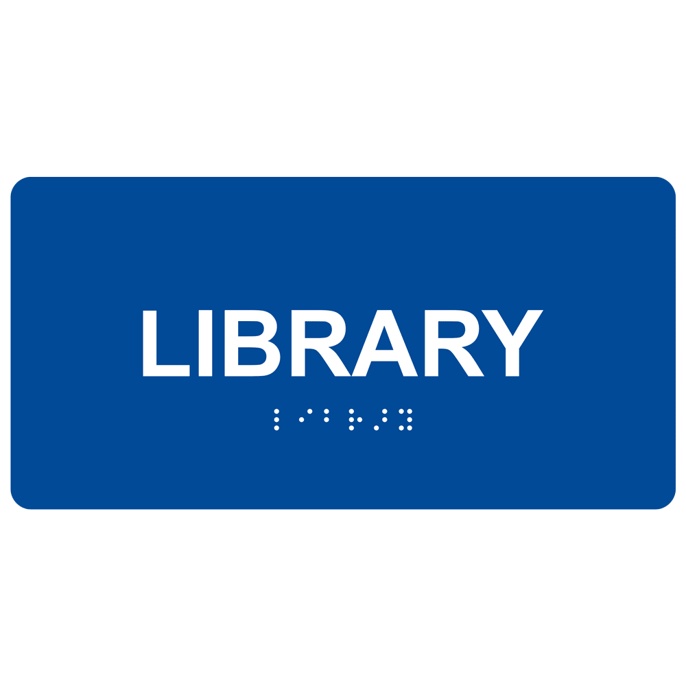 ADA Library Braille Sign RSME-397_WHTonBLU