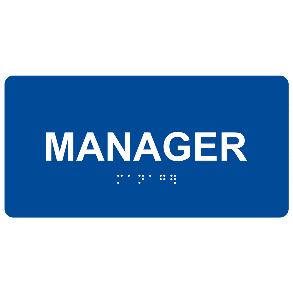 ADA Manager Braille Sign RSME-425_WHTonBLU