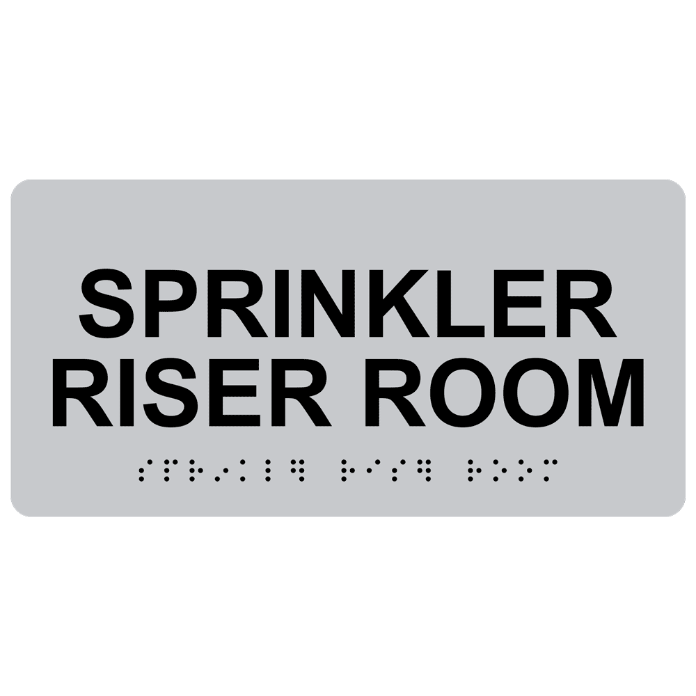ADA Sprinkler Riser Room Braille Sign RSME-566_BLKonSLVR