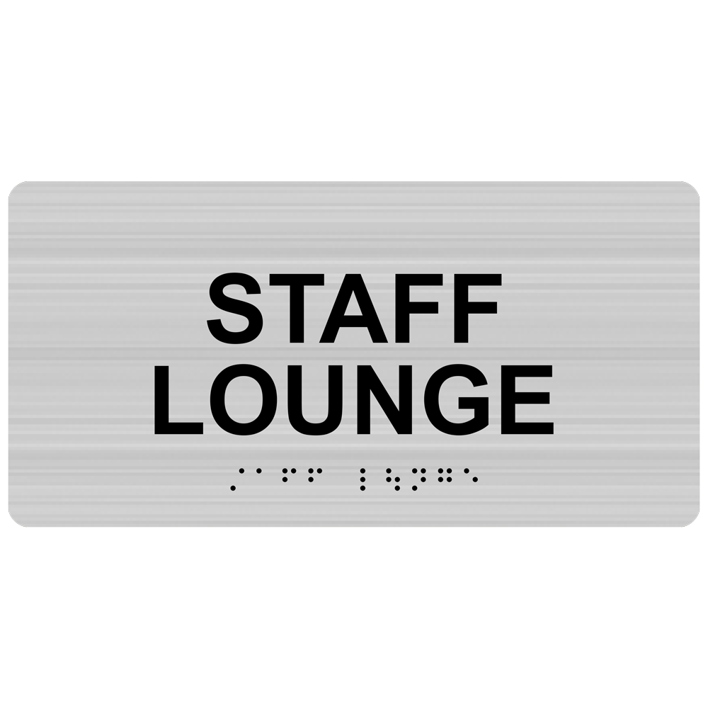 ADA Staff Lounge (Braille = Staff Lounge) Sign RSME-568_BLKonBRSLVR