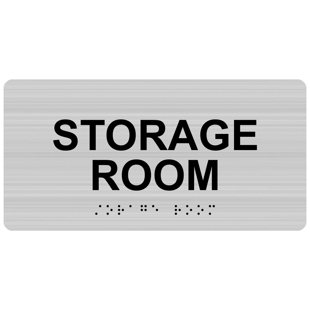 ADA Storage Room (Braille = Storage Room) Sign RSME-584_BLKonBRSLVR