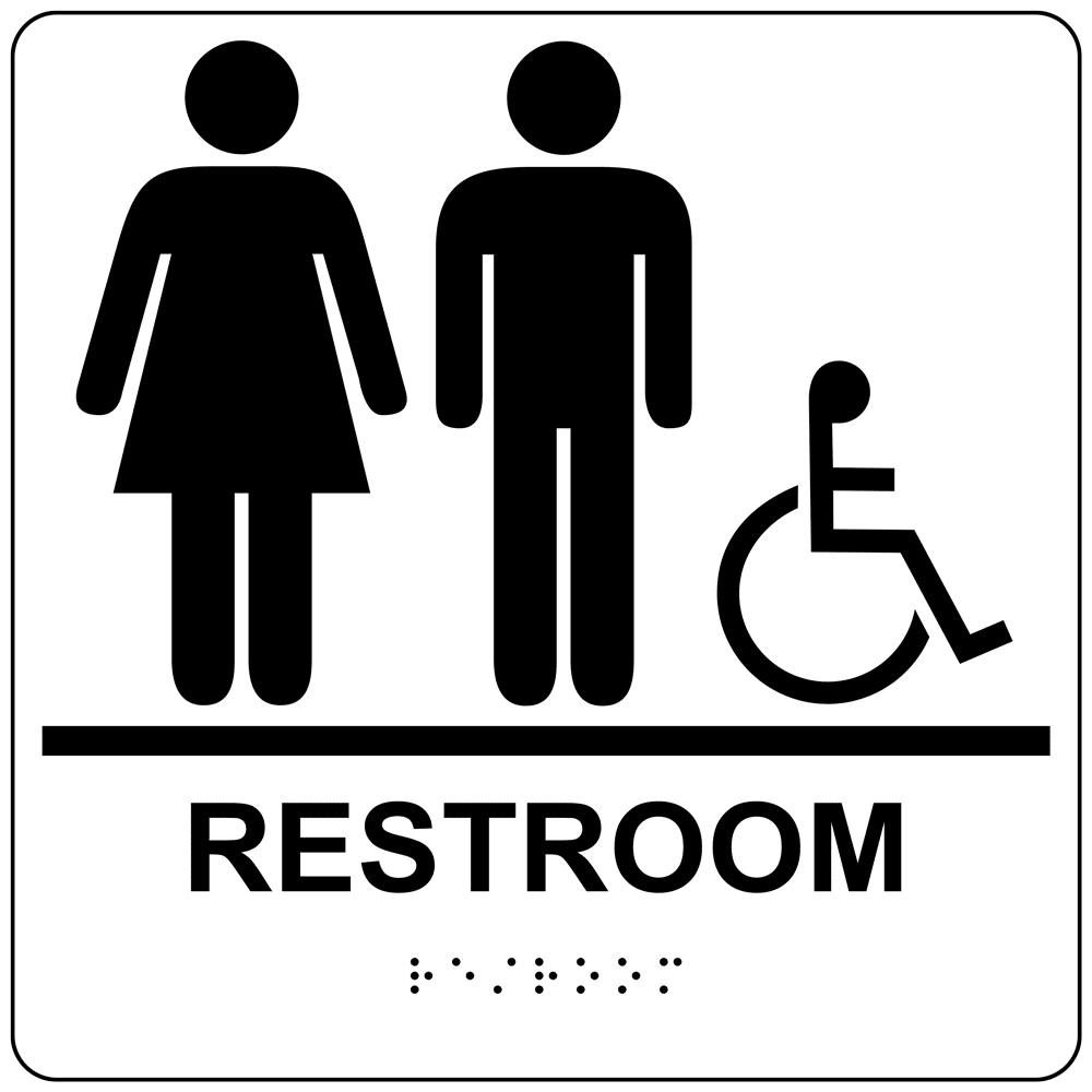 ADA Restroom With Symbol Braille Sign RRE-120-99_BLKonWHT Restrooms