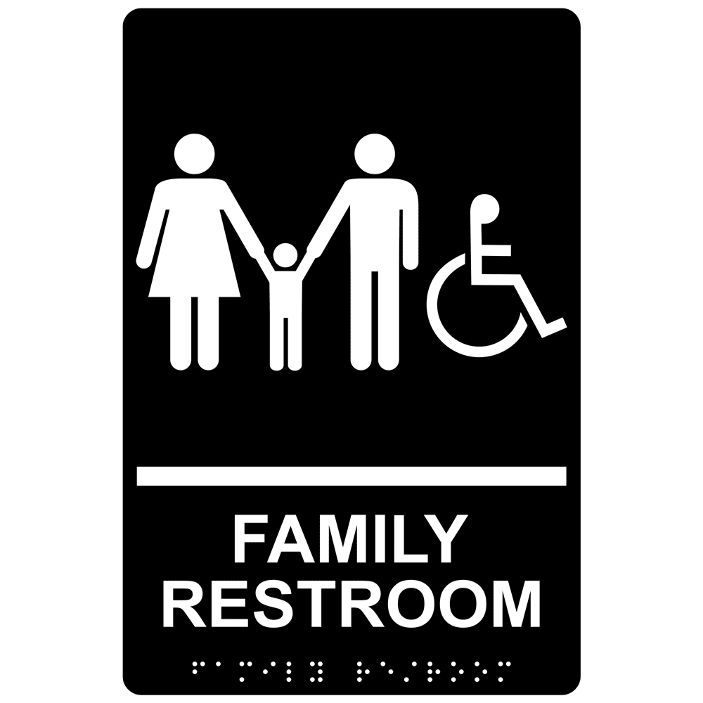 ADA Family Restroom Braille Sign RRE-170_WHTonBLK Restrooms