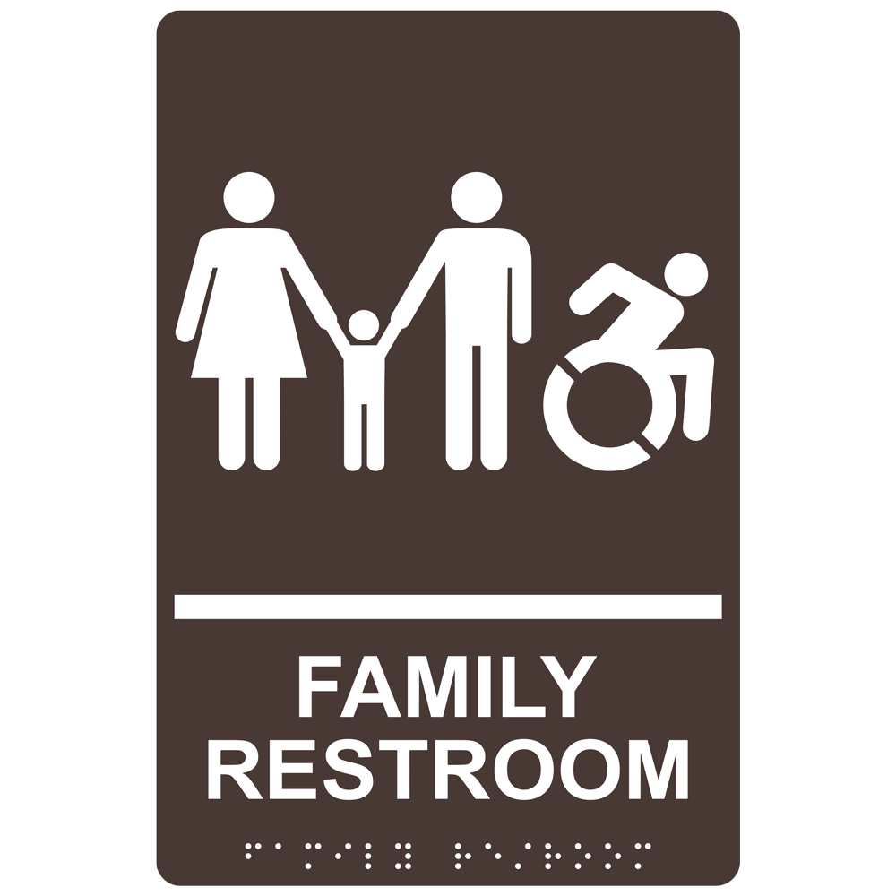 Family Restroom Braille Sign With Dynamic Accessibility Symbol RRE-170R ...