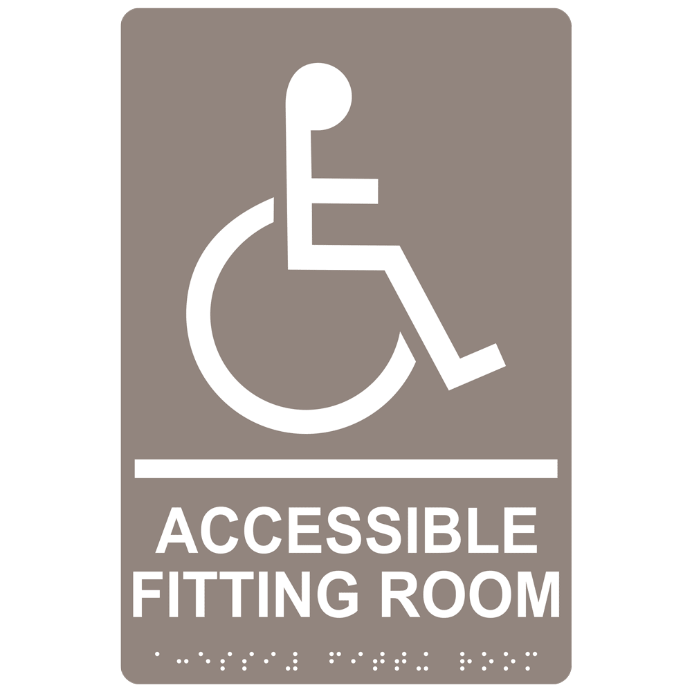 ADA Accessible Fitting Room Braille Sign RRE-19949_WHTonTaupe