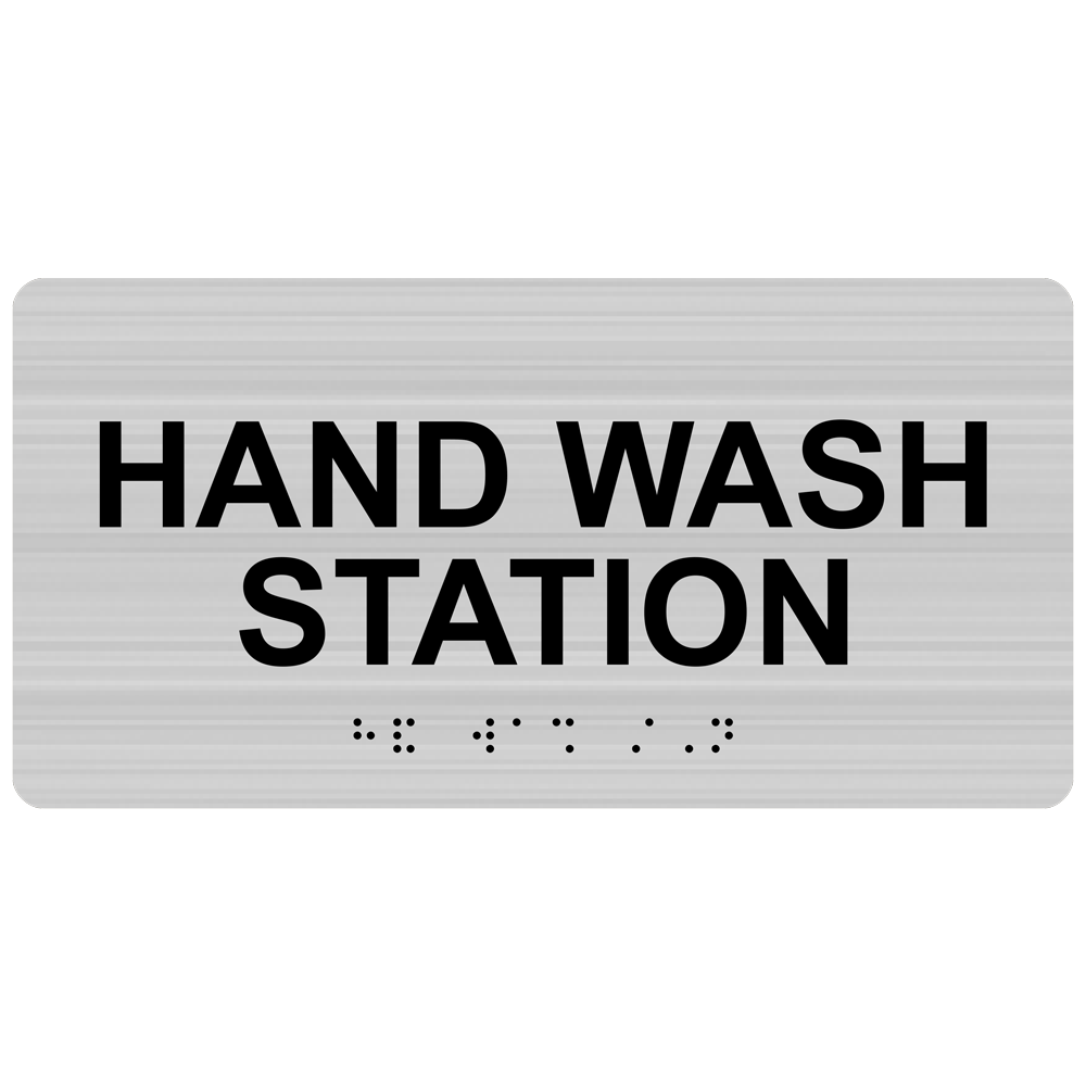 ADA Hand Wash Station (Braille = Hand Sign RSME-369_BLKonBRSLVR