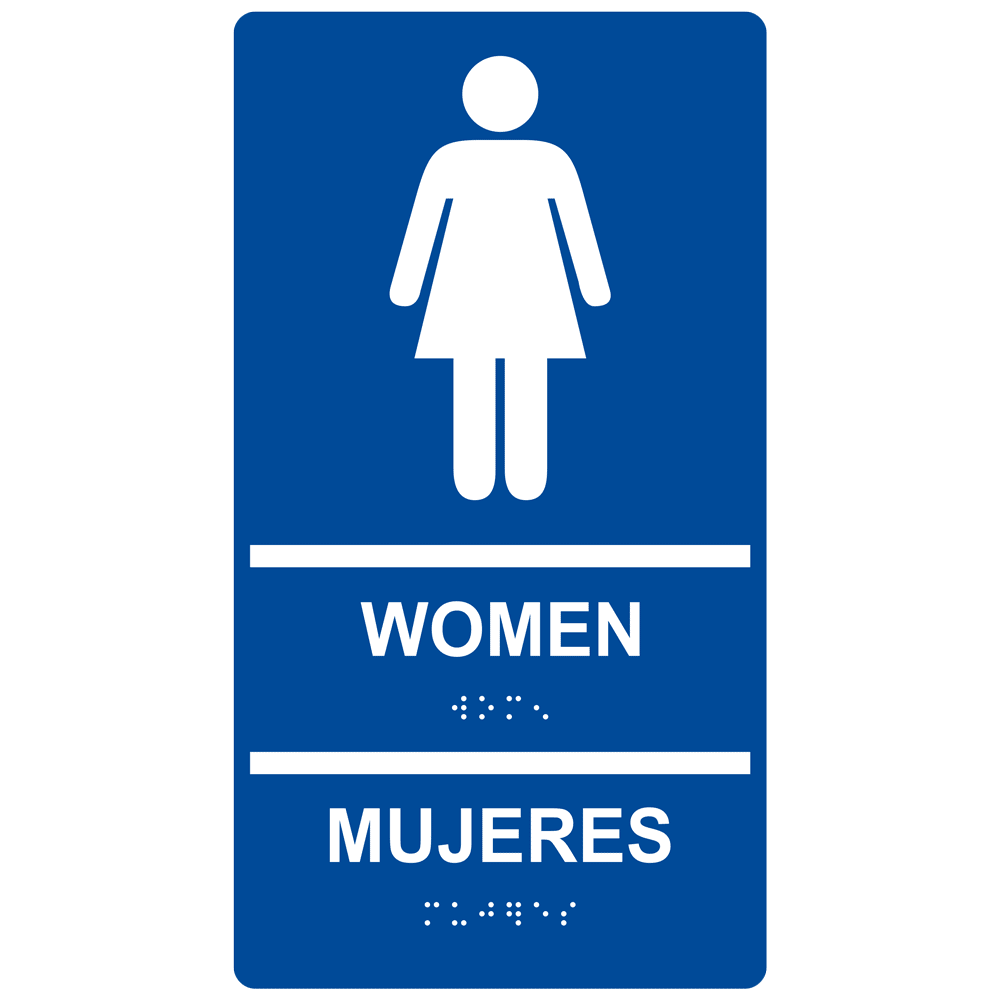 ADA Women With Symbol Braille Sign RRB-125_WHTonBLU Womens / Girls