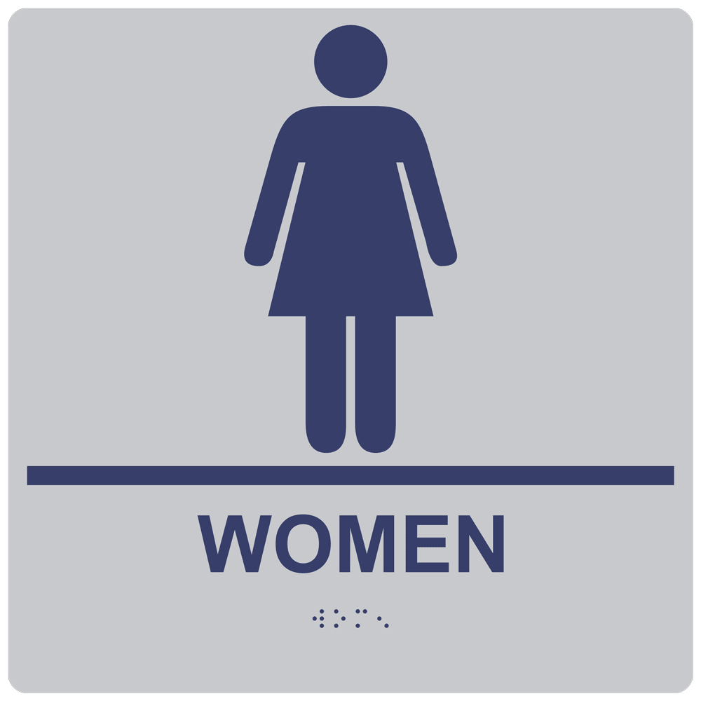 ADA Women With Symbol Braille Sign RRE-125-99_MRNBLUonSLVR Restrooms