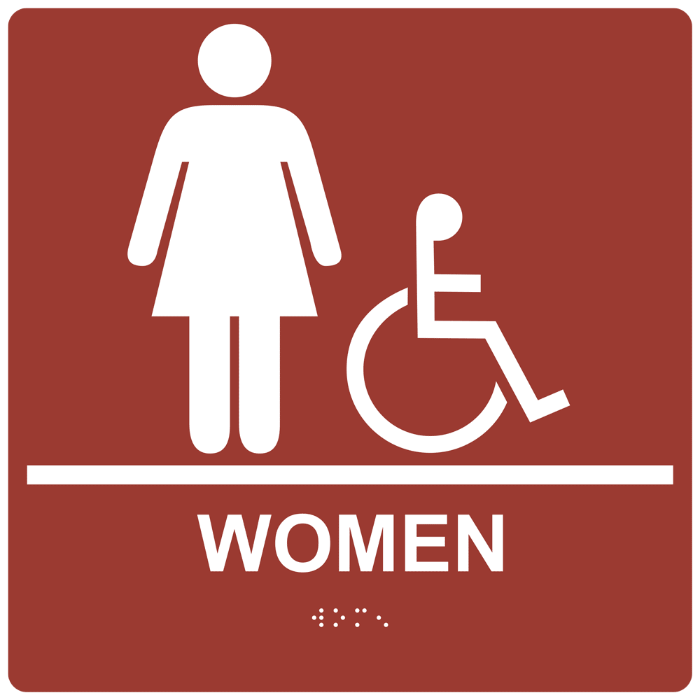 ADA Women With Symbol Braille Sign RRE-130-99_WHTonCanyon Restrooms