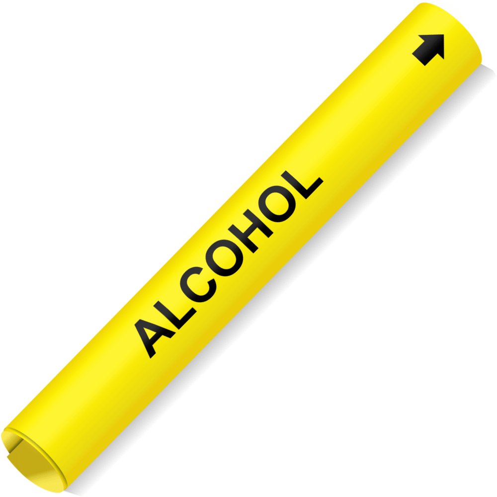 Coiled Pipe Marker - ALCOHOL - Yellow - ASME A13.1