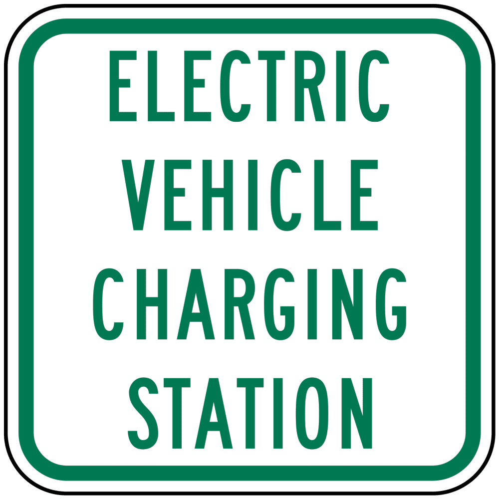 White Reflective Sign: Electric Vehicle Charging Station